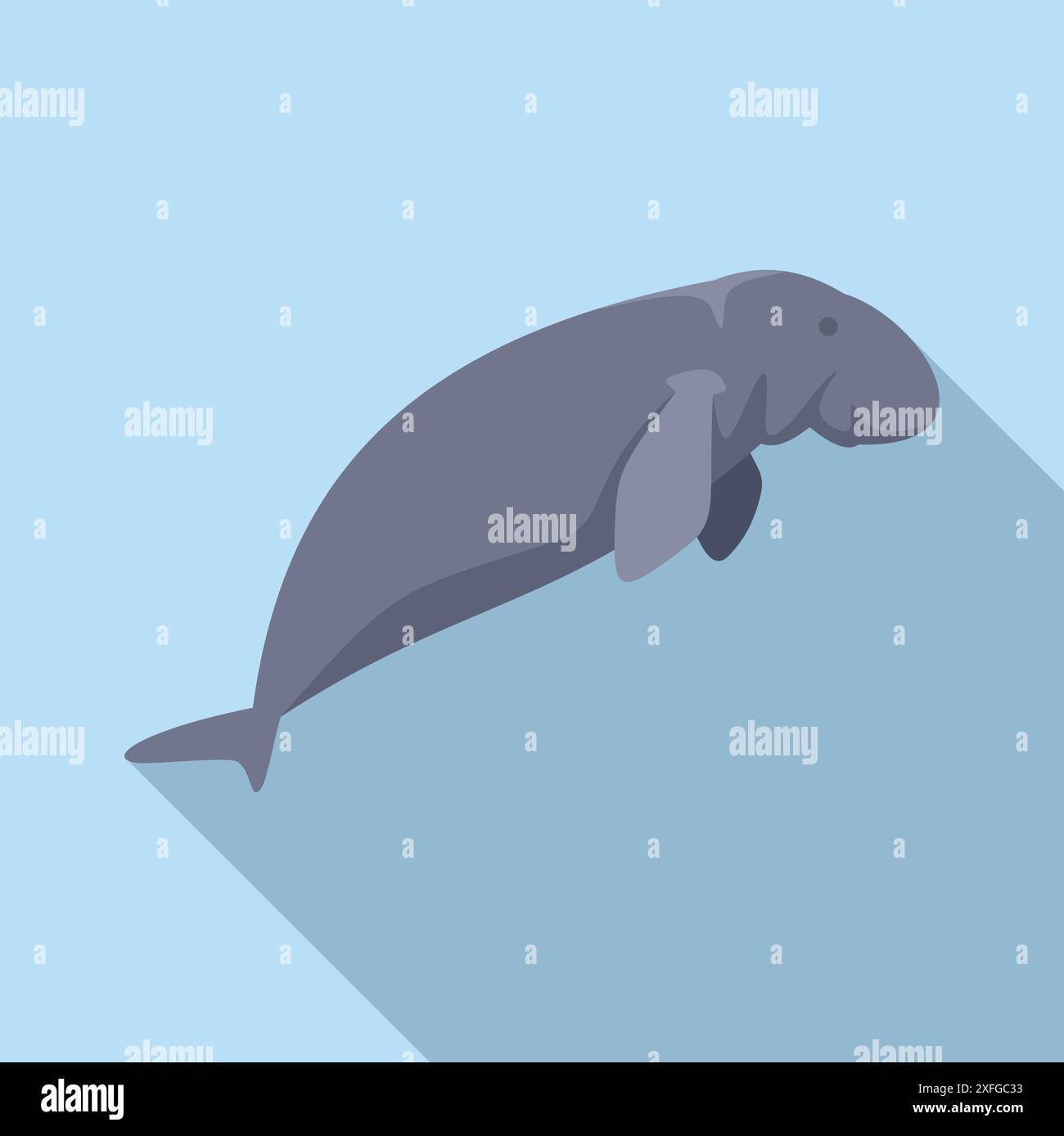 Cartoon dugong is swimming peacefully in blue water Stock Vector Image ...