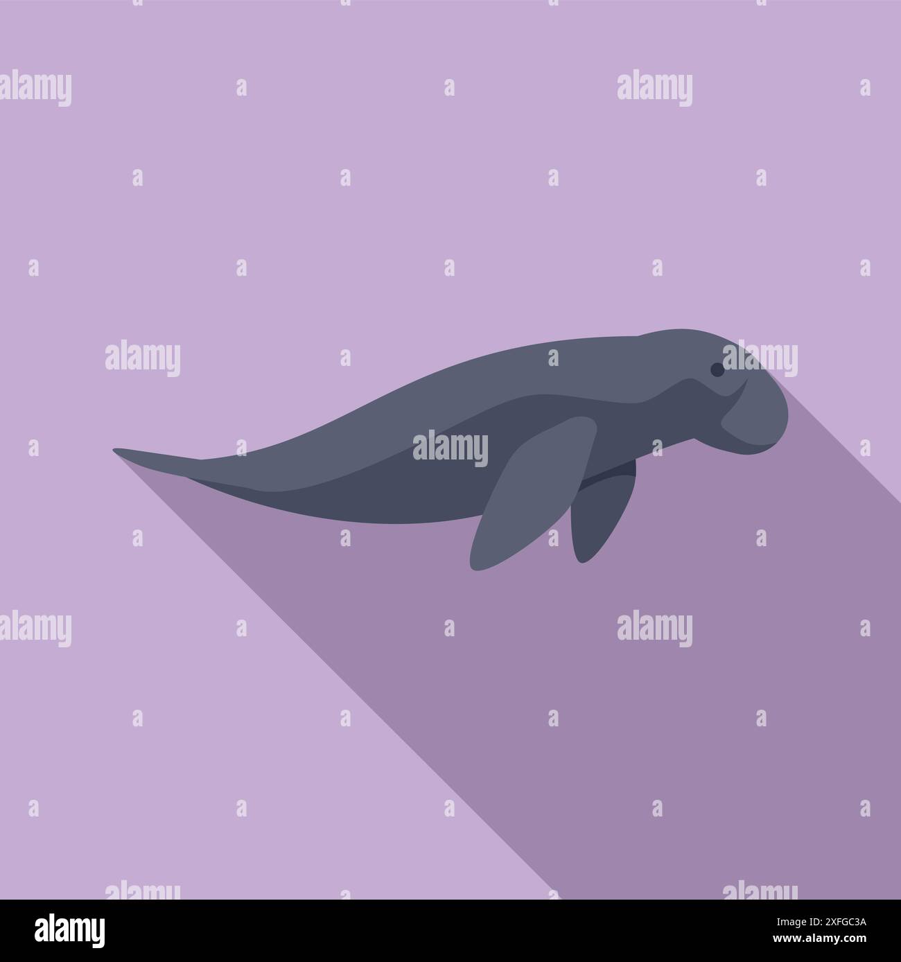 Minimalist illustration of a dugong swimming underwater Stock Vector ...