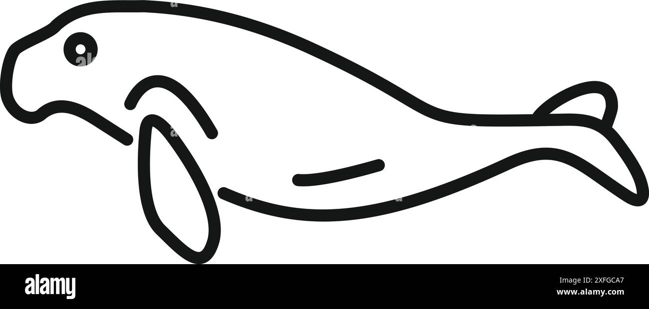 Simple and minimal dugong swimming line art illustration Stock Vector ...