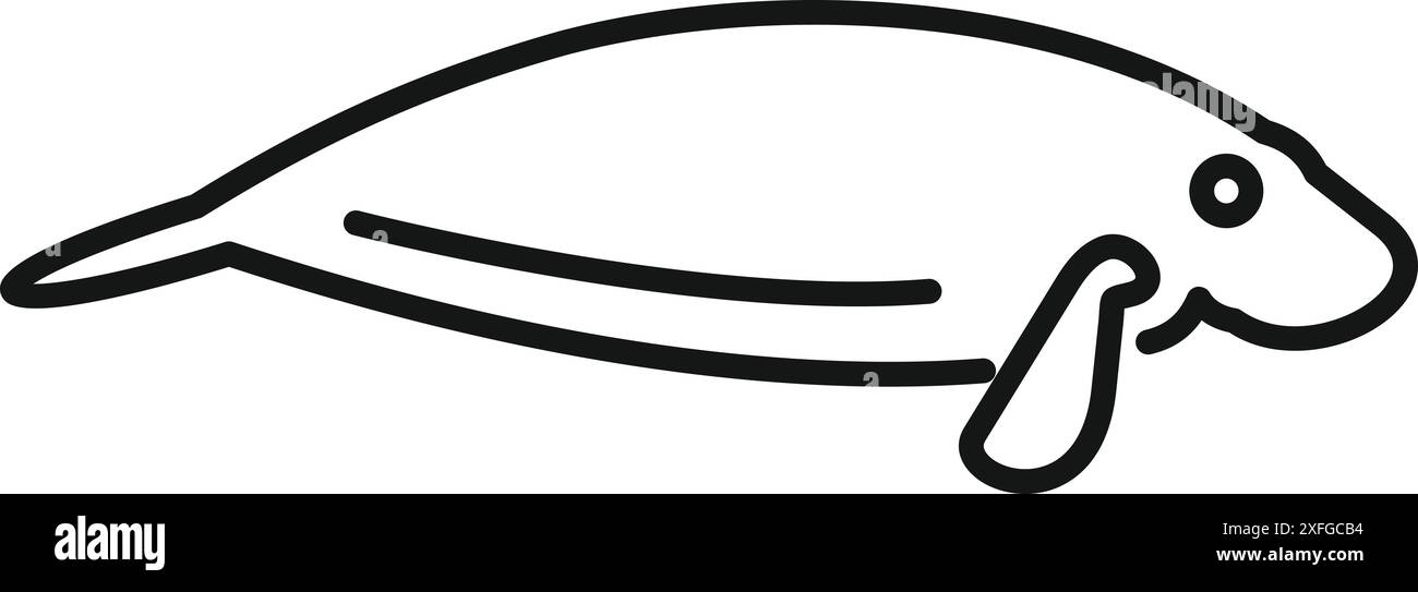 Simple line drawing of a manatee swimming underwater Stock Vector Image ...