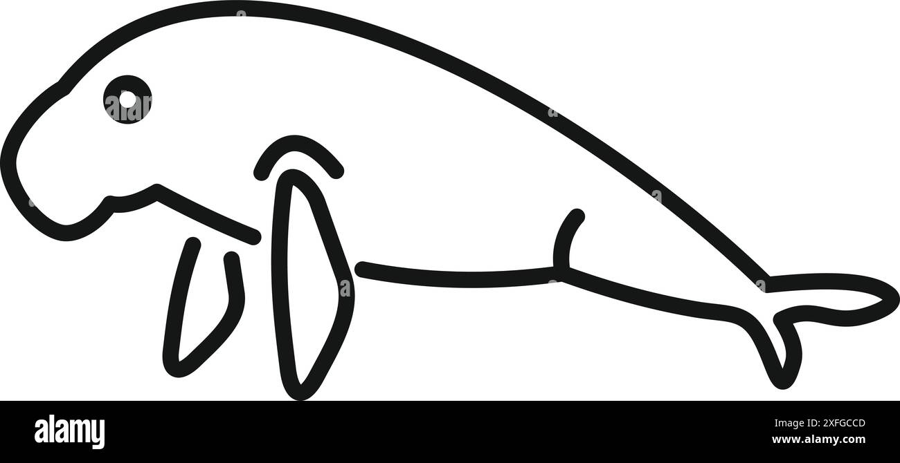 Simple line drawing of a dugong sea cow swimming underwater Stock ...