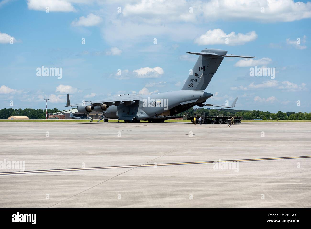 A Canadian Royal Air Force CC-177 “Globemaster III” aircraft delivers ...