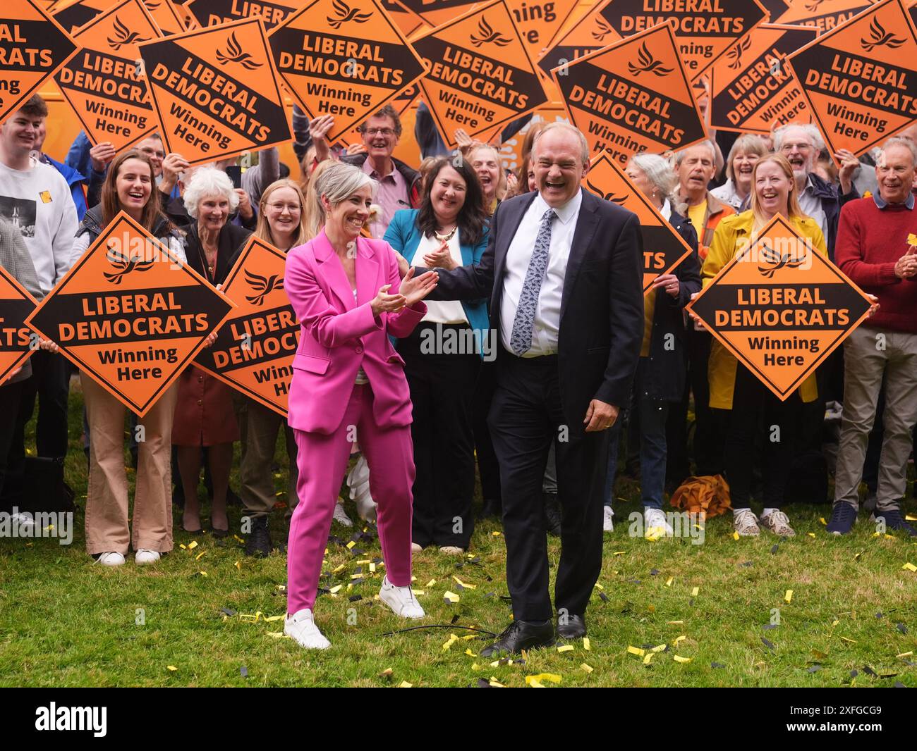 Liberal Democrats deputy leader Daisy Cooper (left) and party leader ...