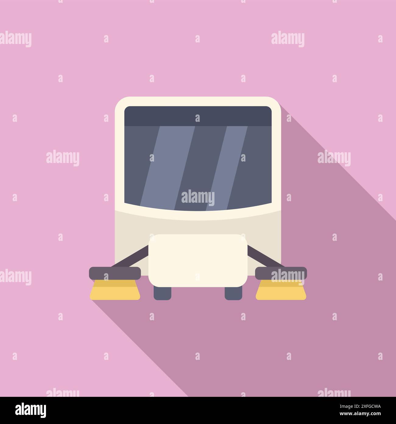 Street cleaning machine scrubbing road surface icon. Flat illustration ...