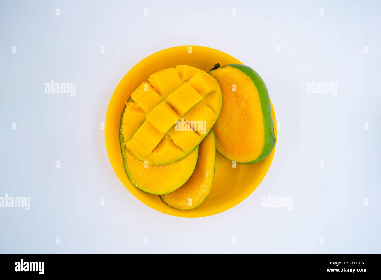 Delicious Looking Green Mangoes Chopped Tropical Fruit Cut Slices and ...