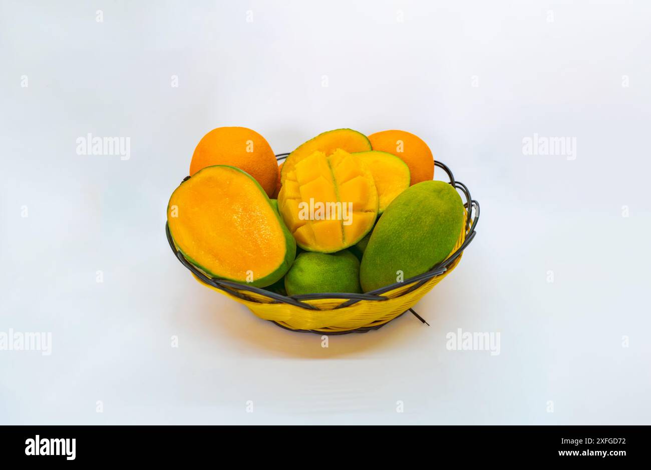 Mixed Fruits Isolated White Background Tropical Mangoes and Oranges ...