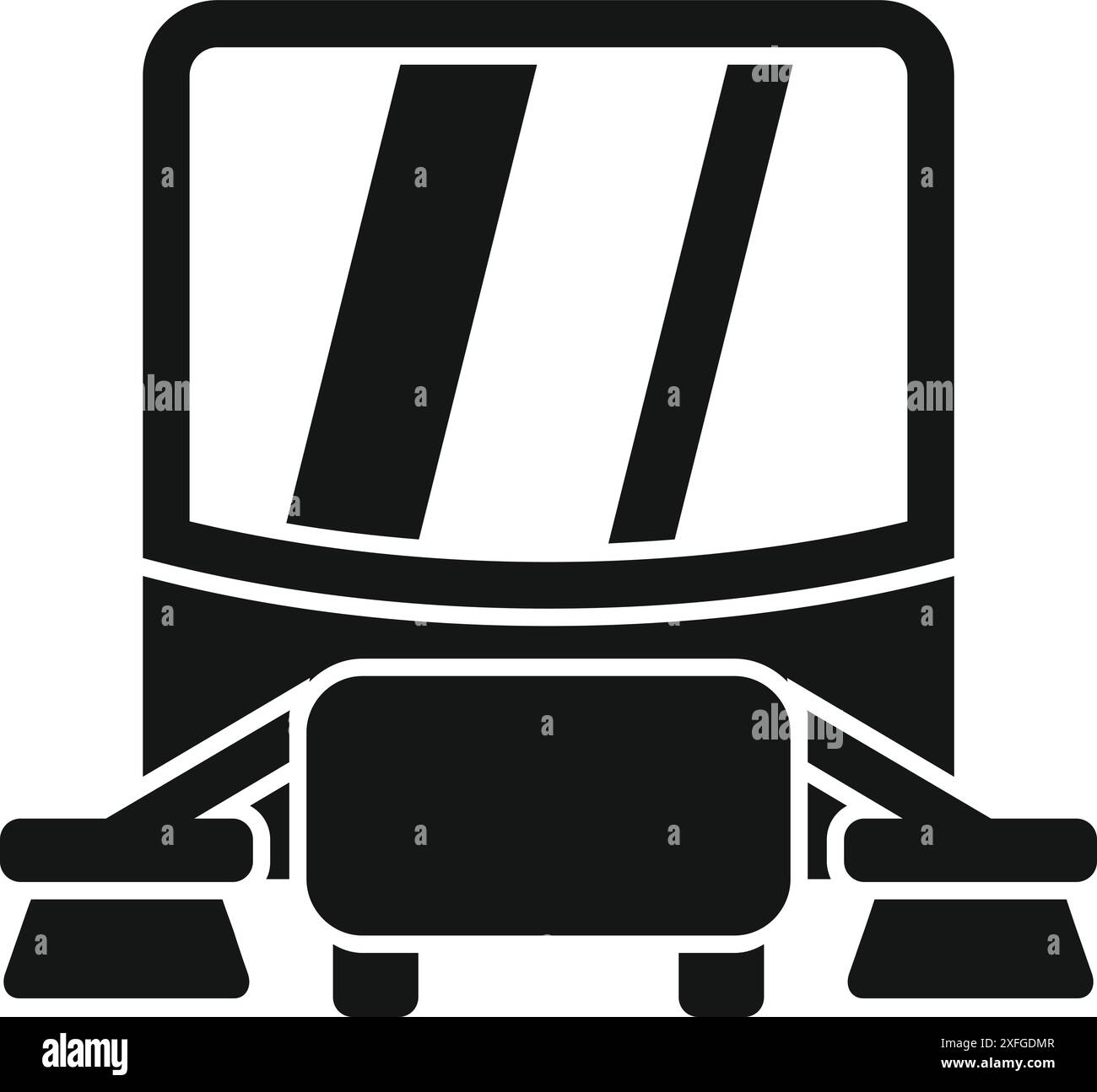 Black solid icon of a street cleaning machine cleaning the road using ...