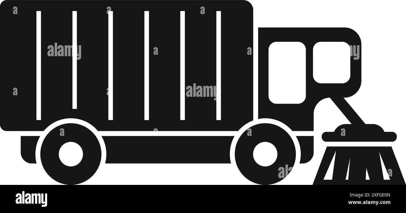 Black and white icon of a street sweeper truck cleaning the road Stock ...