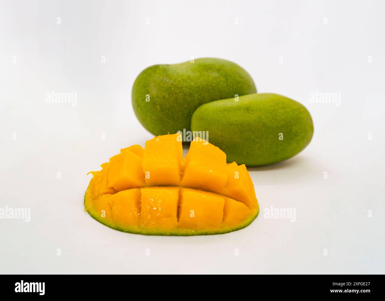 Delicious Looking Green Mangoes Chopped Tropical Fruit Cut Slices and ...