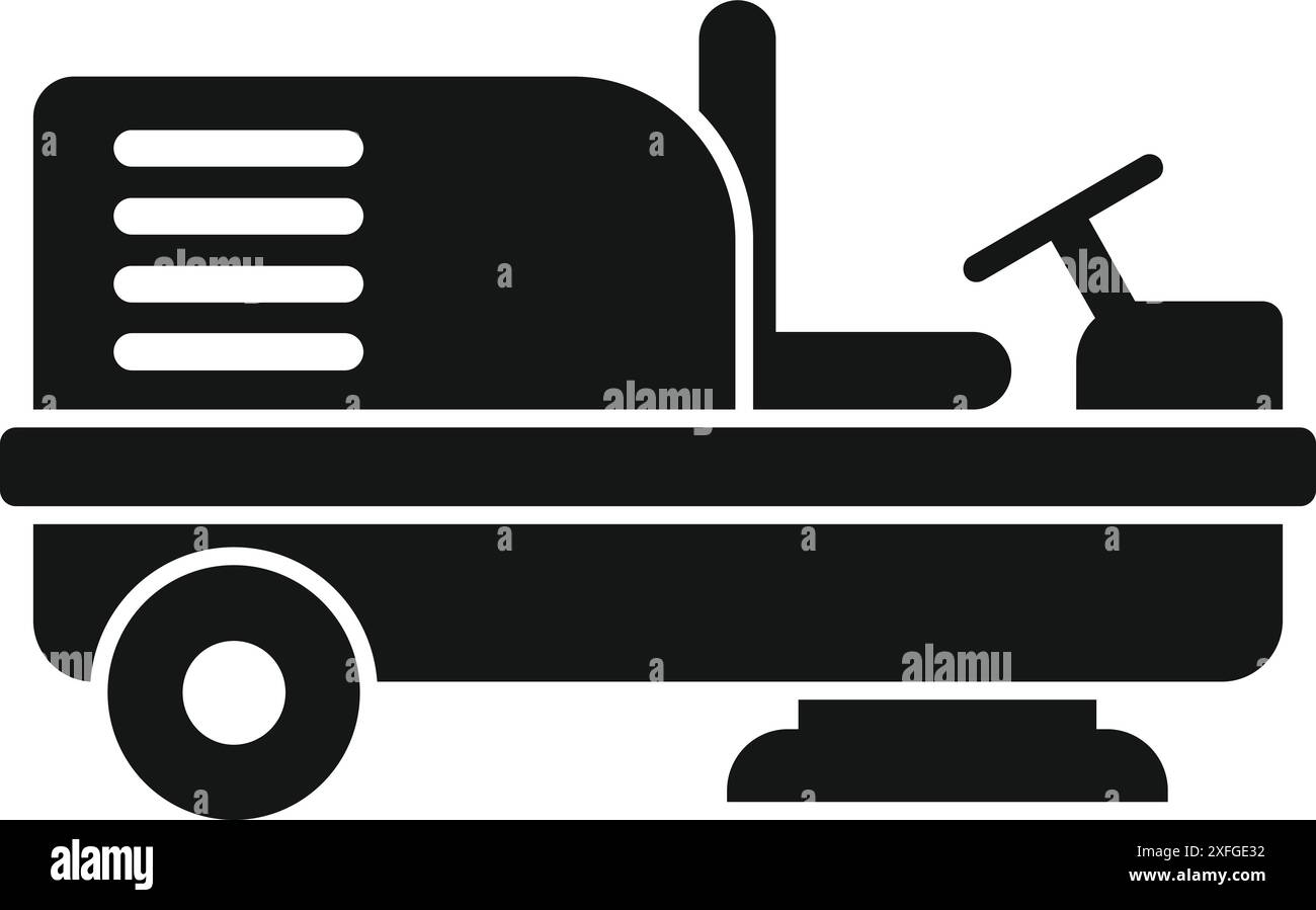 Simple flat black icon of an airport baggage handler towing luggage ...