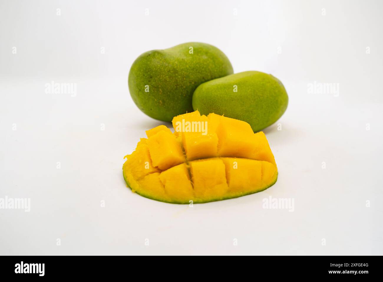 Delicious Looking Green Mangoes Chopped Tropical Fruit Cut Slices and ...