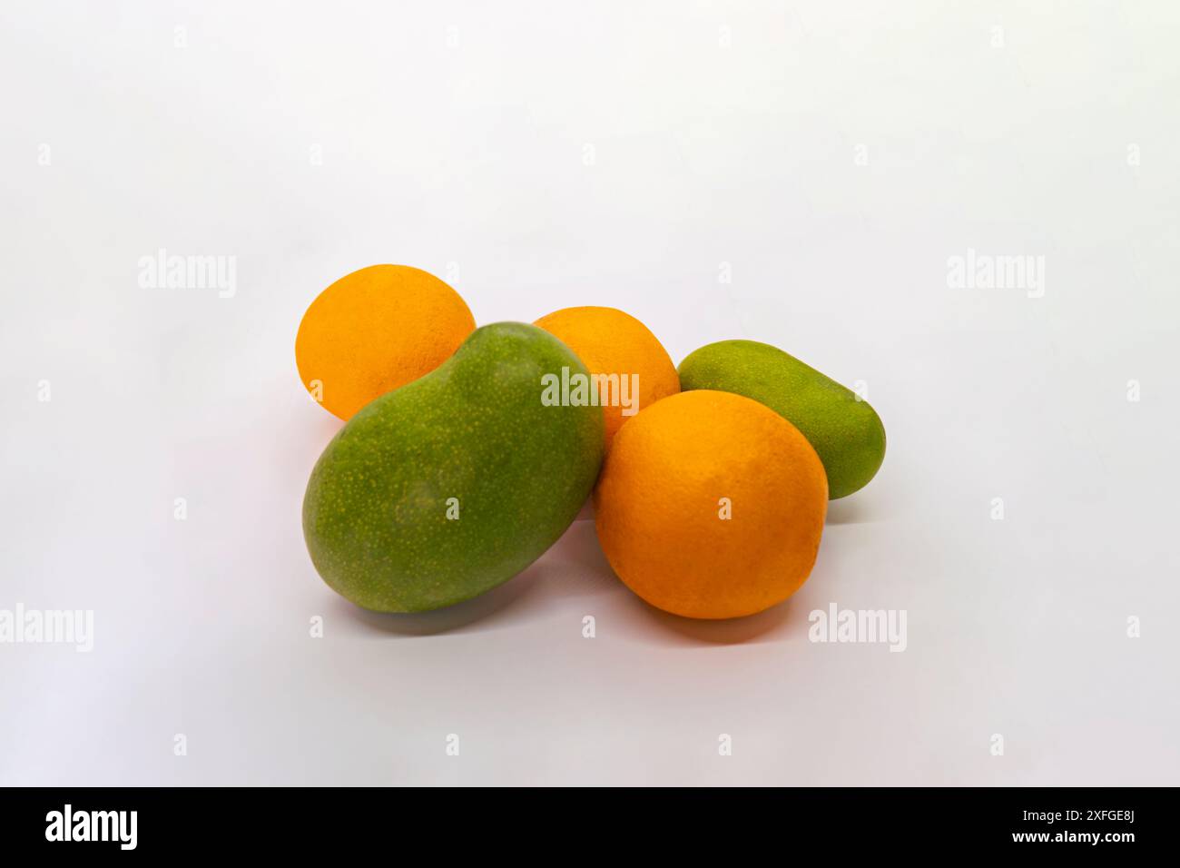 Mixed Fruits Isolated White Background Tropical Mangoes and Oranges ...