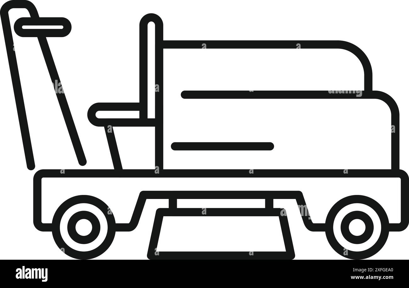 Line icon of a street sweeper cleaning machine using modern technology ...