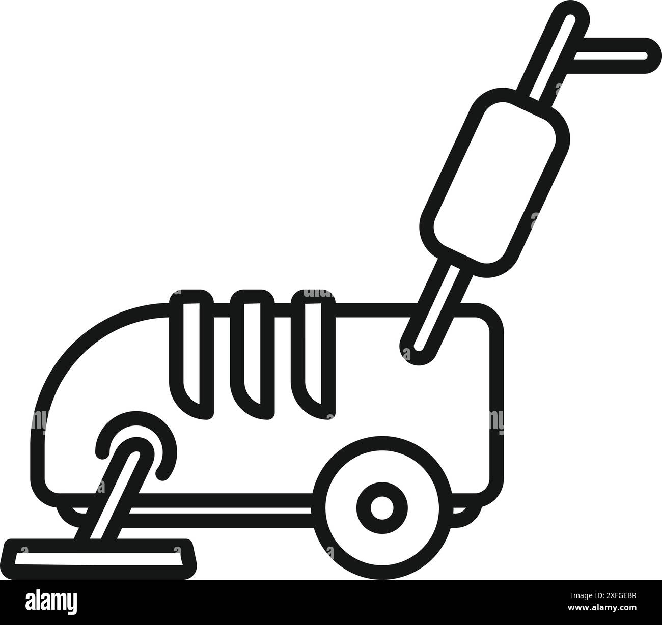Line art icon of a sweeper scrubber dryer, a machine commonly used by ...