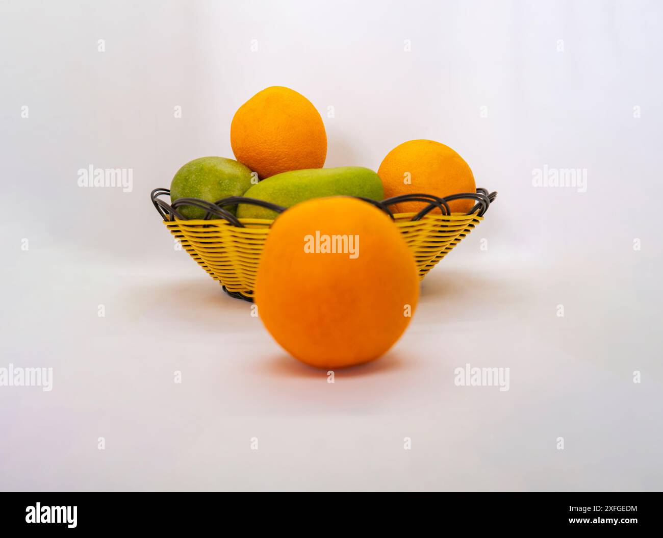 Mixed Fruits Isolated White Background Tropical Mangoes and Oranges ...
