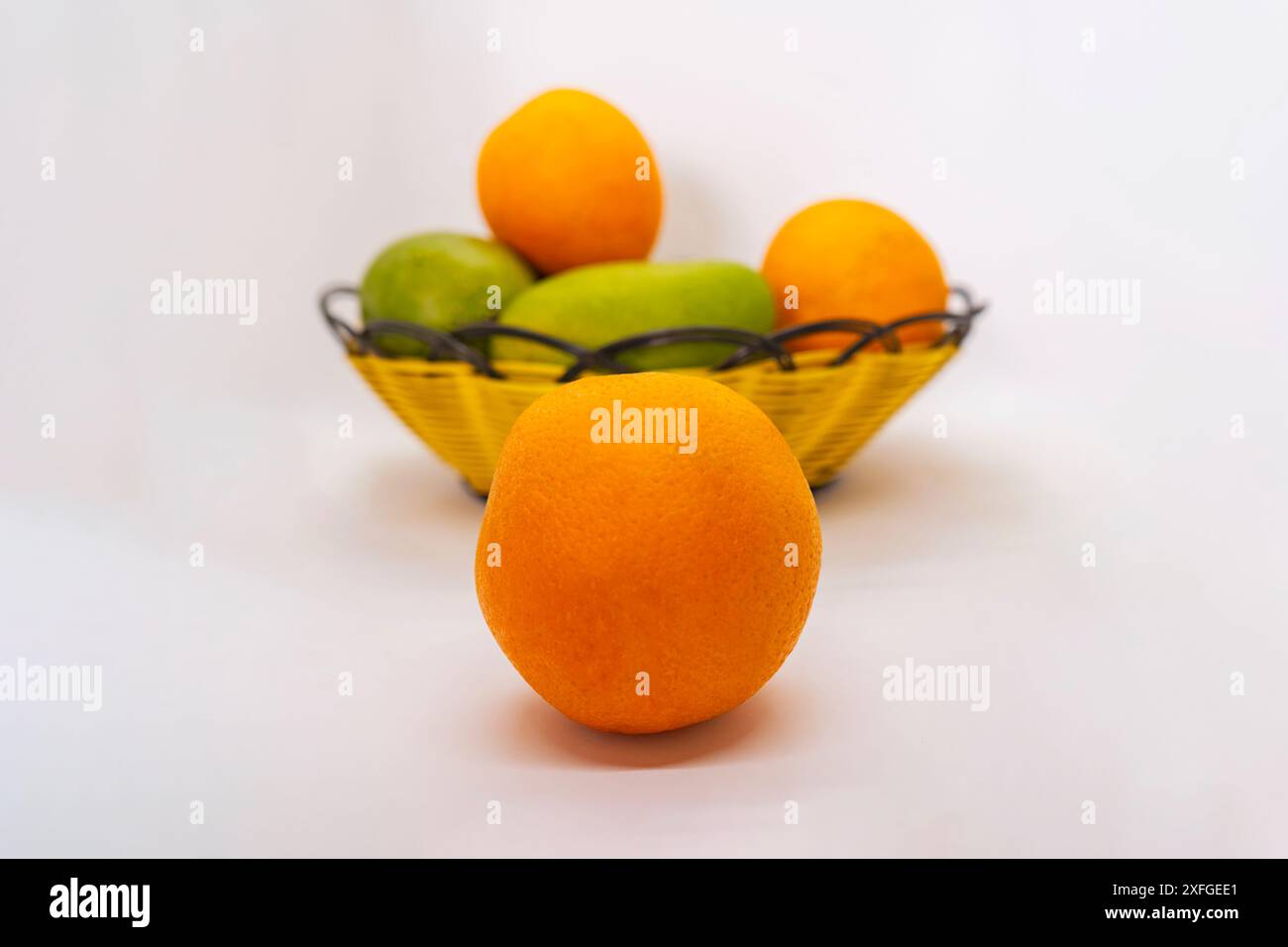 Mixed Fruits Isolated White Background Tropical Mangoes and Oranges ...