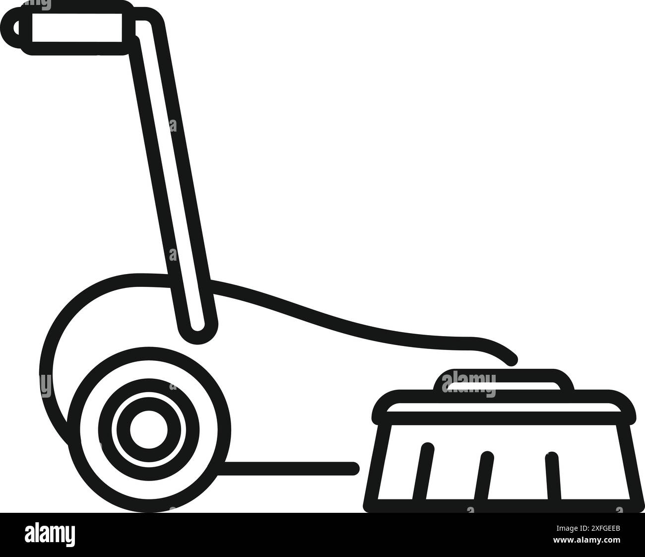 Line icon of a street cleaning machine with rotating brushes for ...