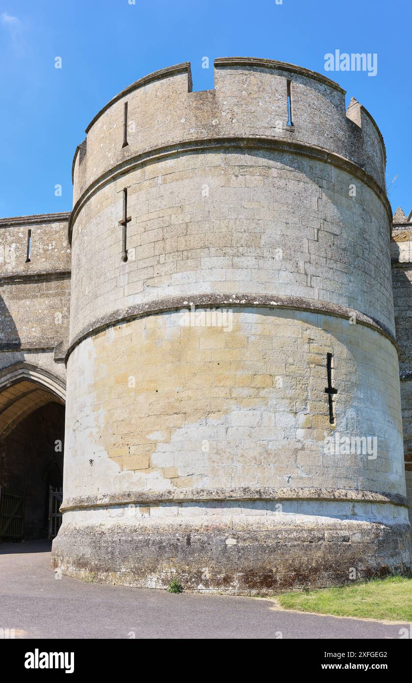 One of the twin round towers at Rockingham castle, Corby, England, a ...
