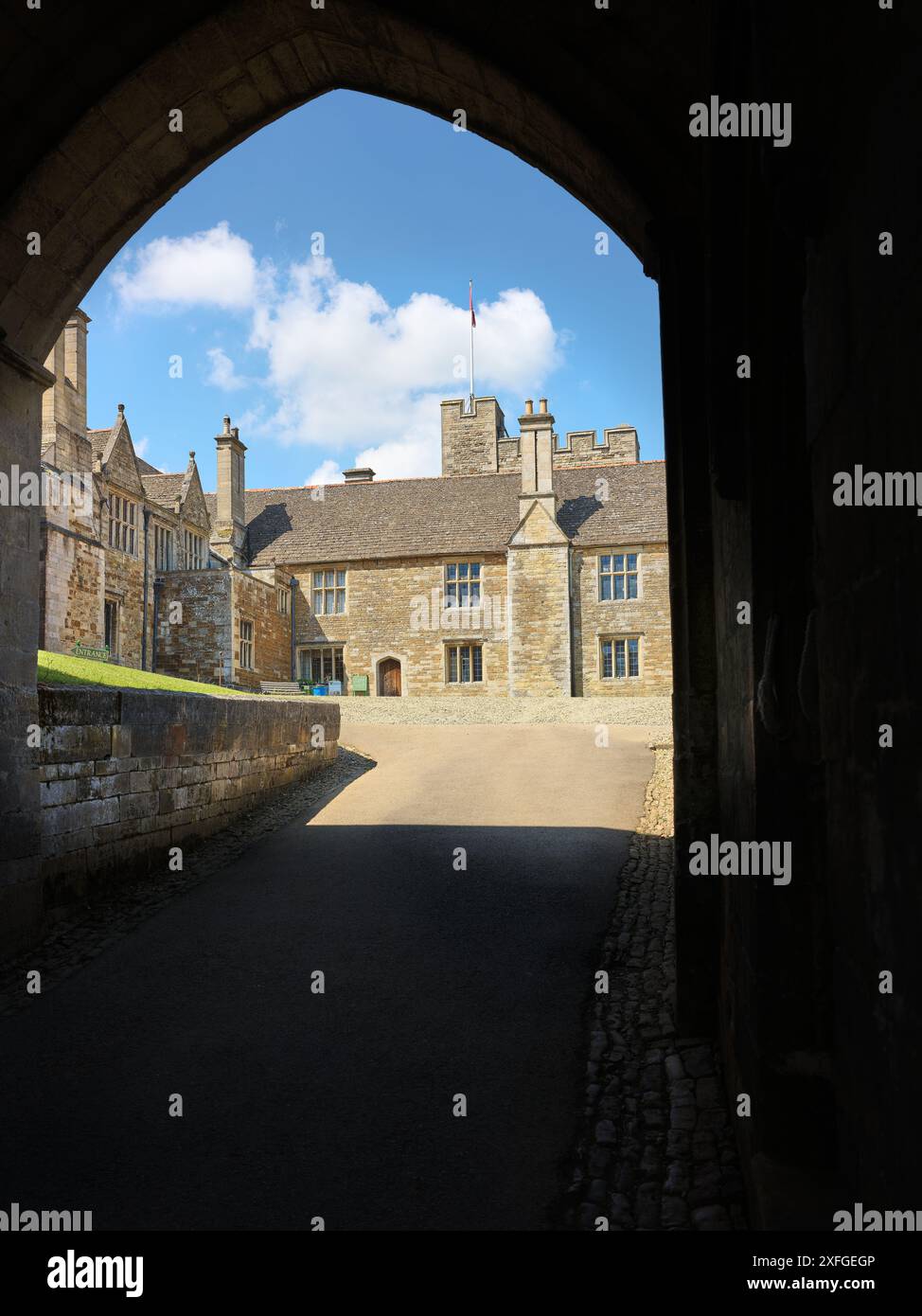 Entrance to the main courtyard at Rockingham castle, Corby, England, a ...