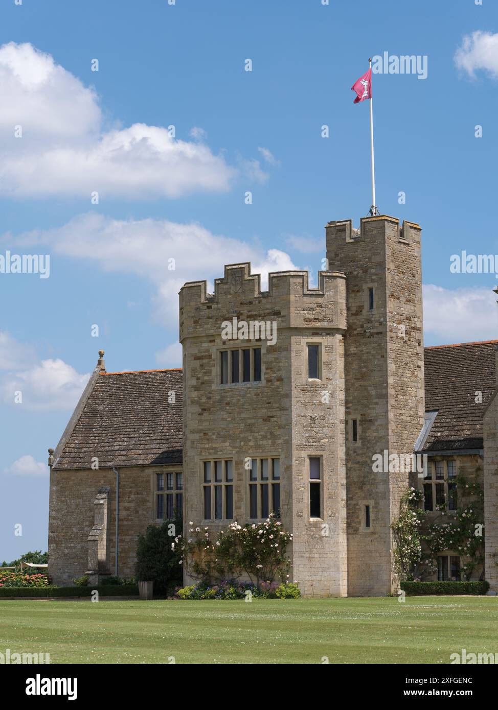 Lawn at Rockingham castle, Corby, England, a former royal castle built ...