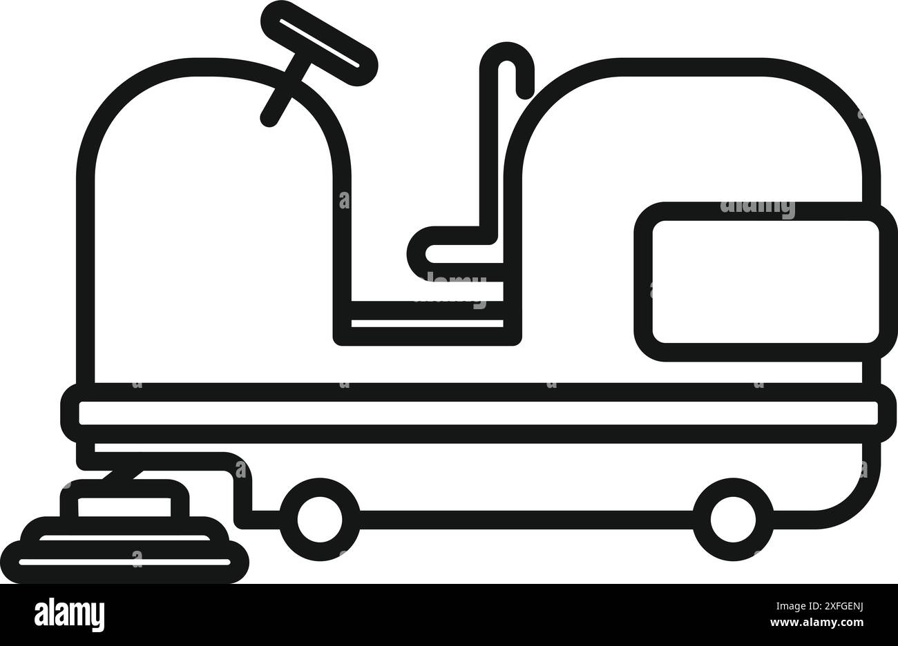 Line drawing of a floor cleaning machine using rotating brushes for ...