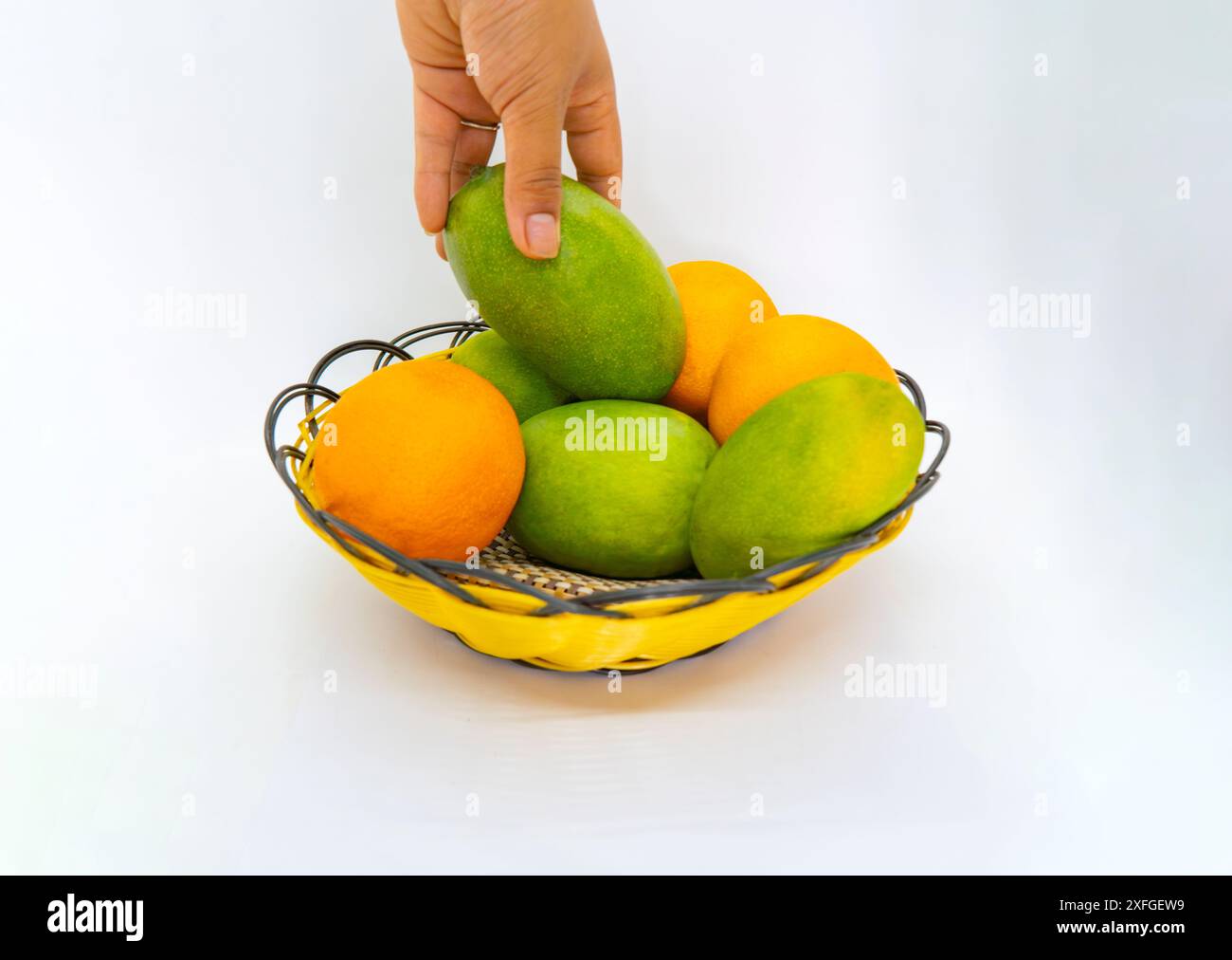 Mixed Fruits Isolated White Background Tropical Mangoes and Oranges ...