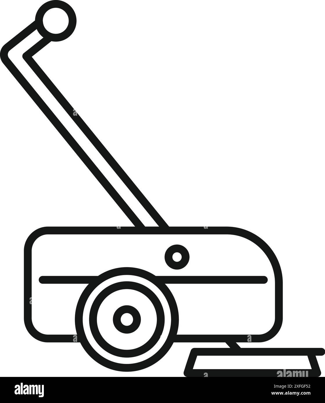 Line icon of a manual lawn mower, perfect for illustrating gardening ...