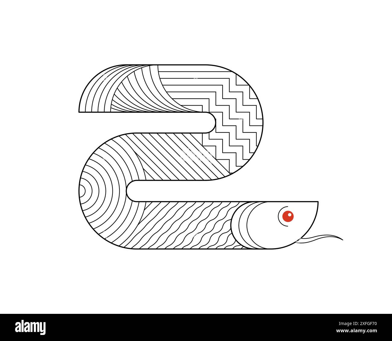 Abstract geometric Chinese snake zodiac symbol with art linear pattern ...