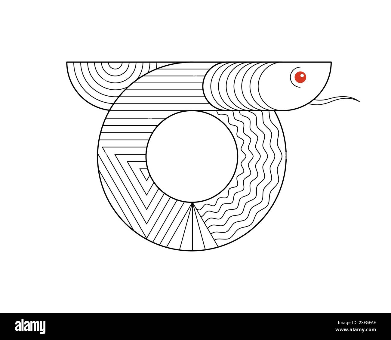 Abstract geometric Chinese snake zodiac symbol with linear pattern ...