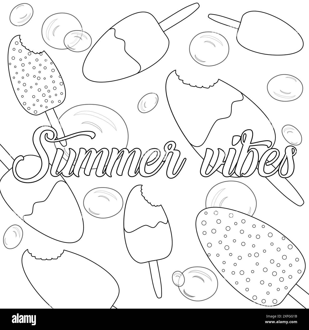 Ice cream coloring page for kids Stock Vector Images - Alamy
