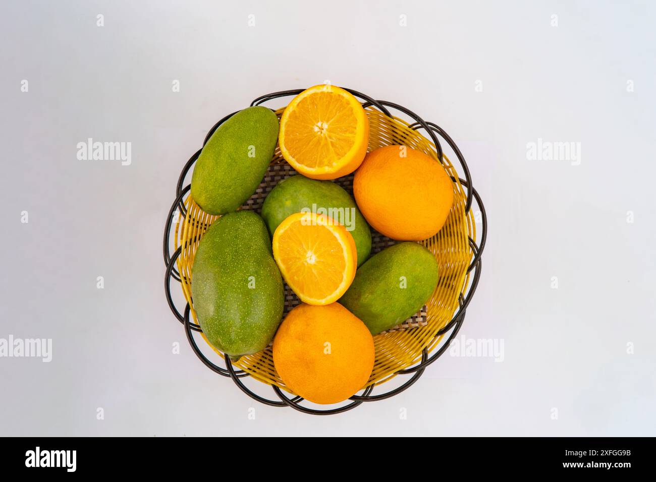 Mixed Fruits Isolated White Background Tropical Mangoes and Oranges ...