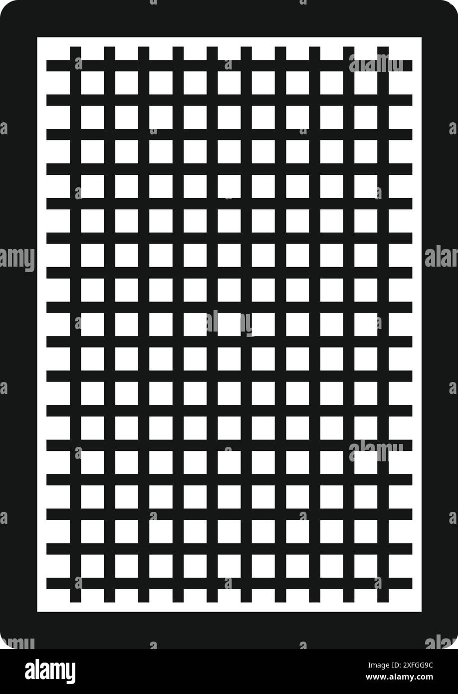 Black metal grate with rectangular cells being isolated on white ...