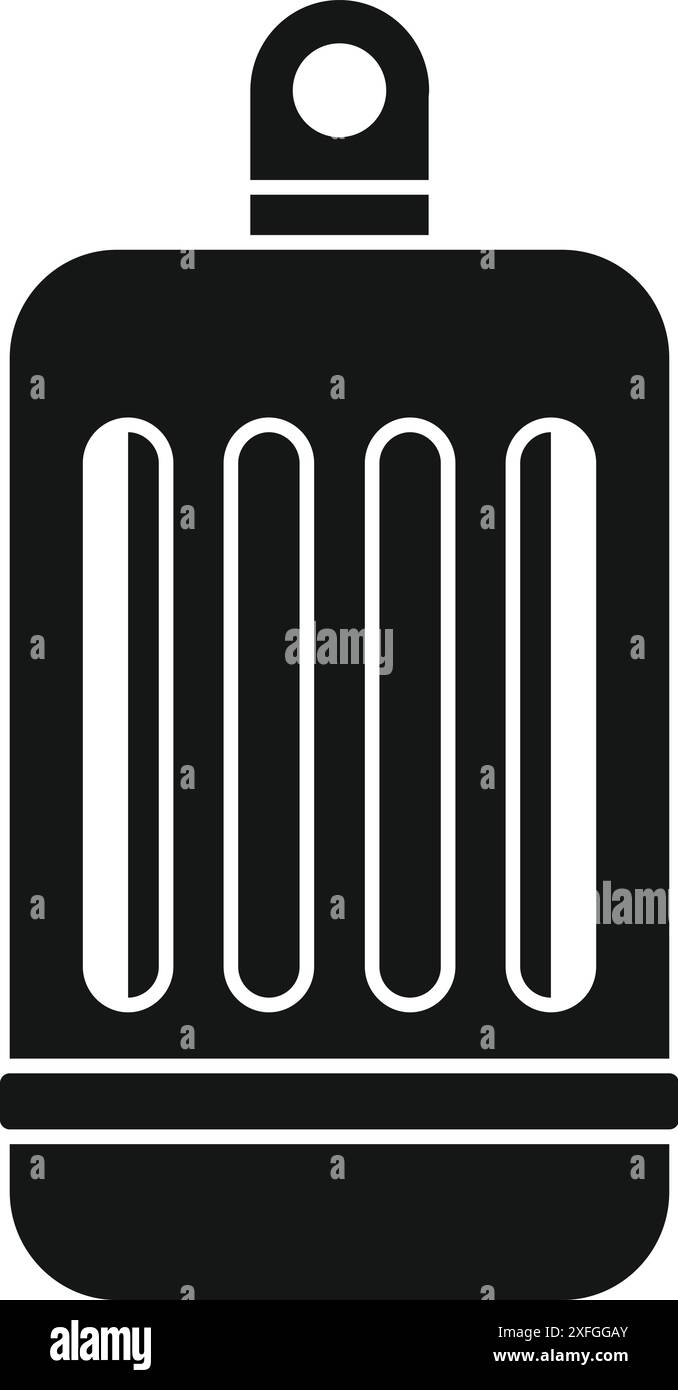 Black silhouette of a trash can hanging on a wall, waste management ...