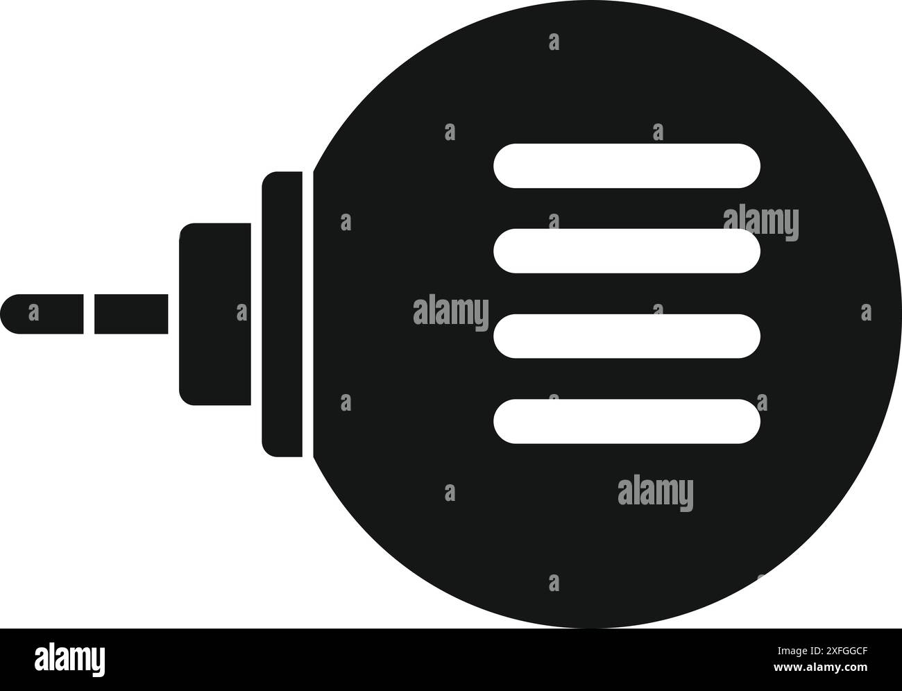 Small round microphone with audio jack icon in simple style isolated on ...