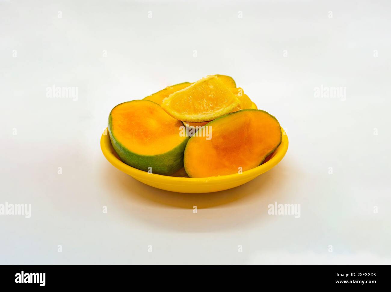 Mixed Fruits Isolated White Background Tropical Mangoes and Oranges ...
