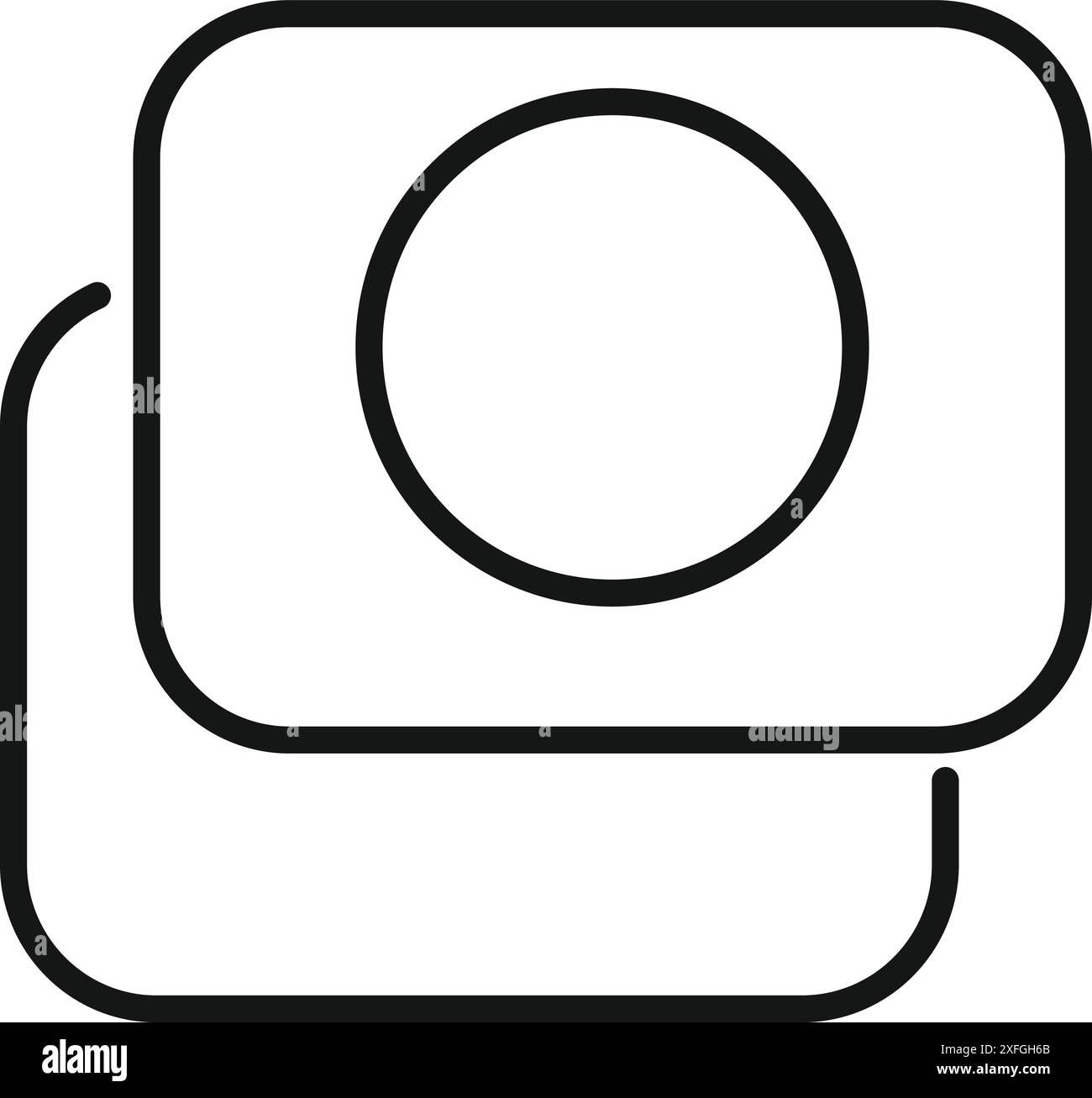 Simple black line art icon of an action camera recording showing two ...