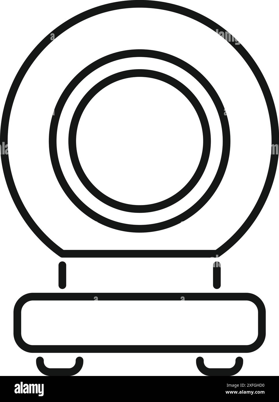 Hyperbaric oxygen therapy chamber standing on a platform, line art icon ...