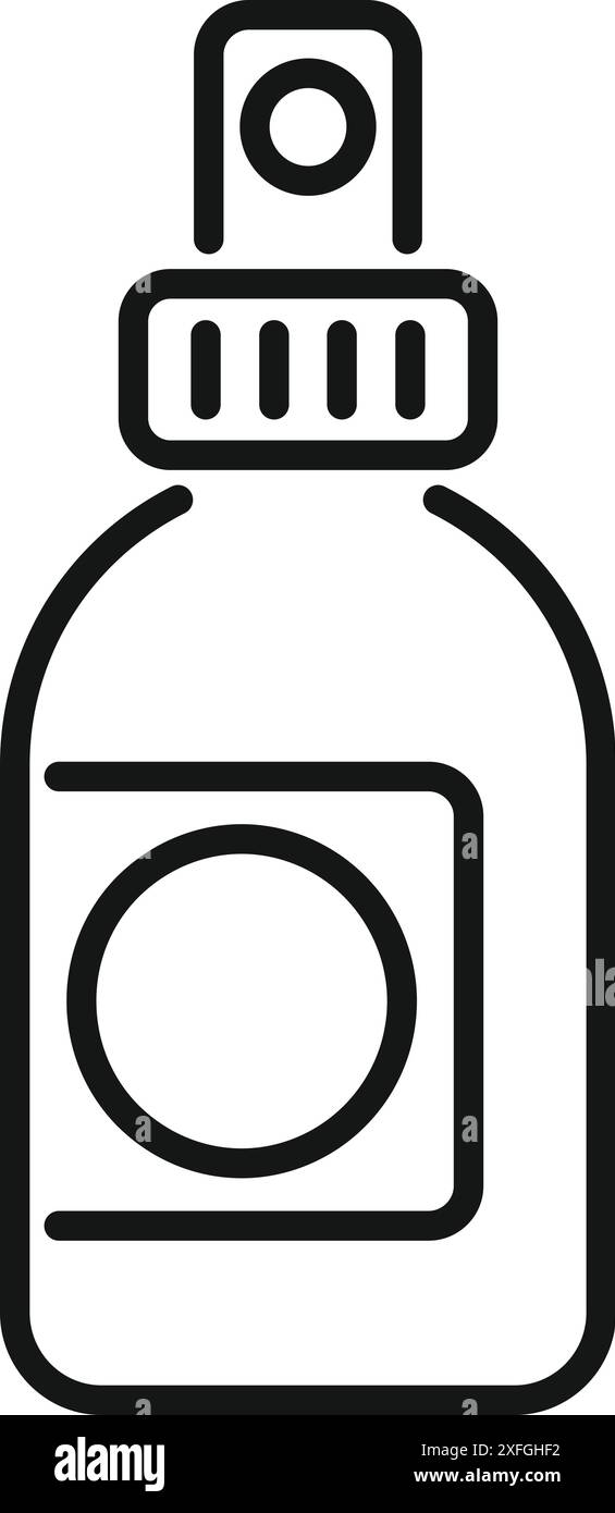 Line drawing of a spray bottle dispensing cleaning solution for ...