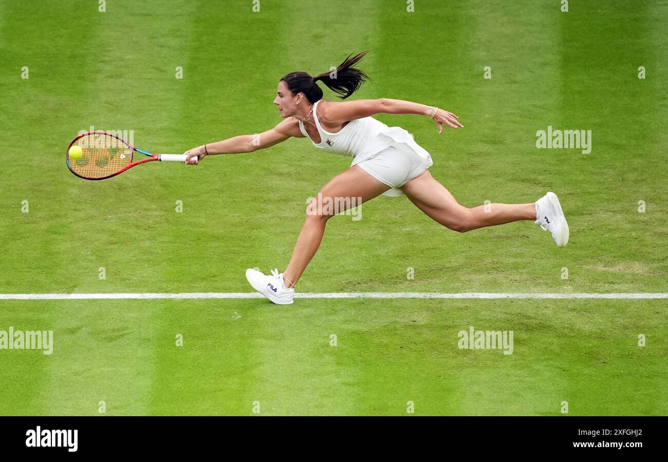 Elise Mertens in action against Emma Raducanu (not pictured) on day ...