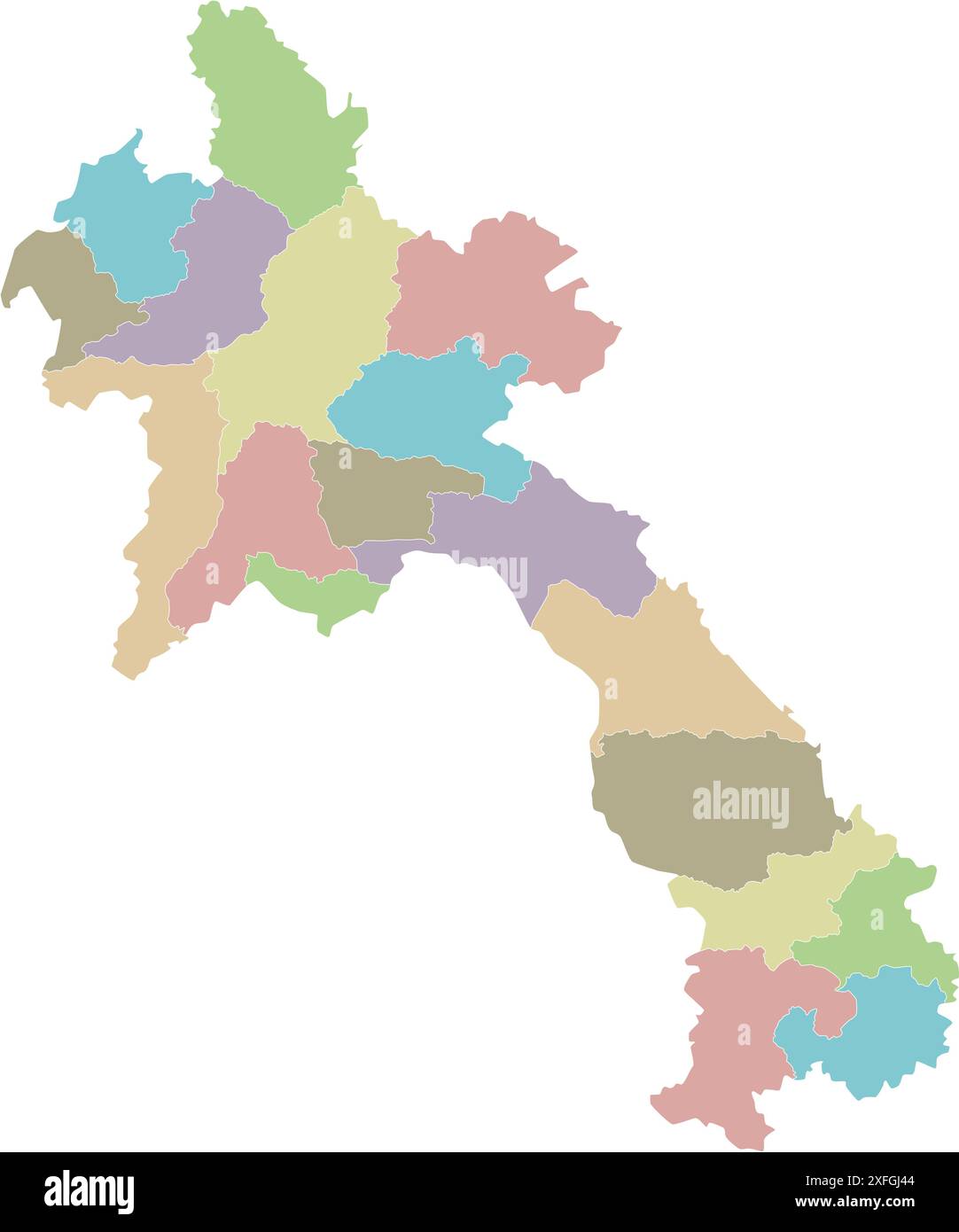 Vector regional blank map of Laos with provinces or territories and ...