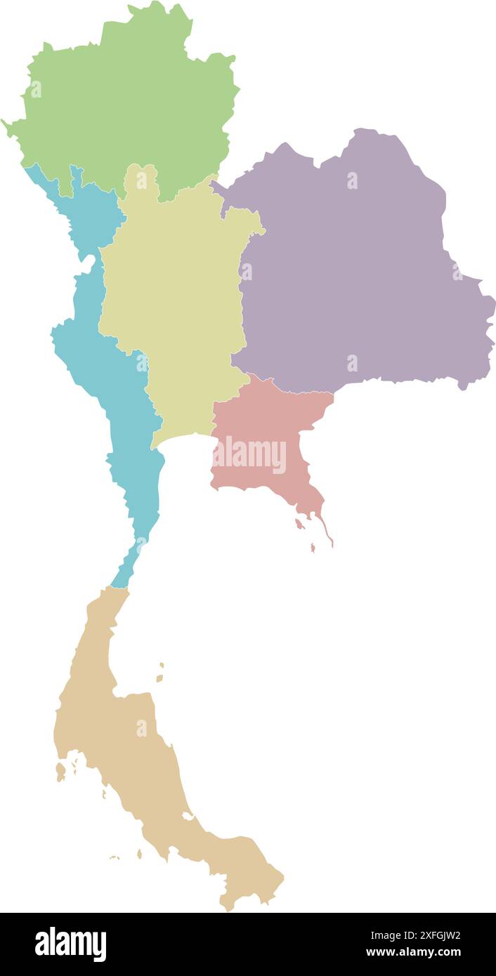 Vector blank map of Thailand with regions or territories and ...