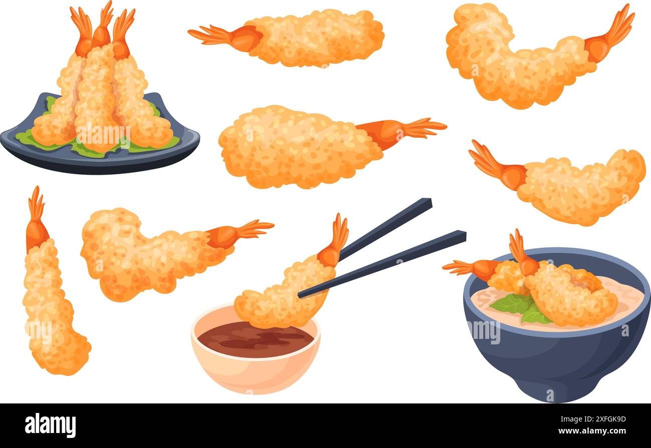 Tempura. Japanese fried food, fries prawn seafood snack shrimp in ...
