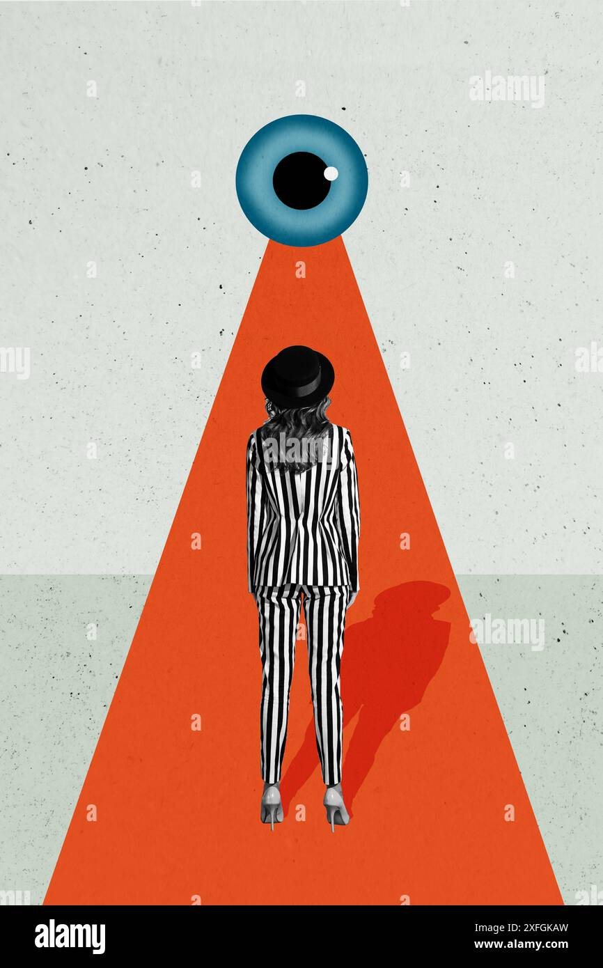 Trend artwork sketch photo collage of caricature huge eye peek watch ...