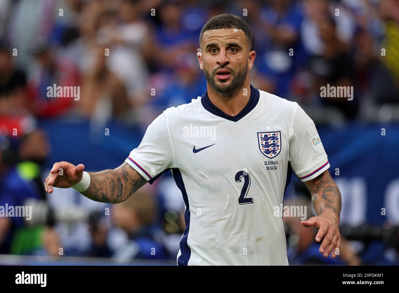 GELSENKIRCHEN, GERMANY - JUNE 30: Kyle Walker of England looks on ...