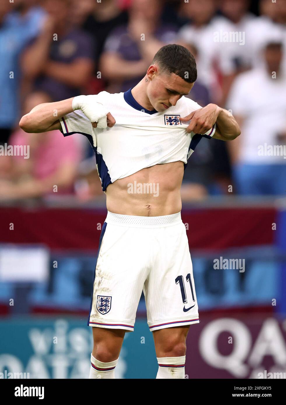GELSENKIRCHEN, GERMANY - JUNE 30: Phil Foden of England reacts during ...