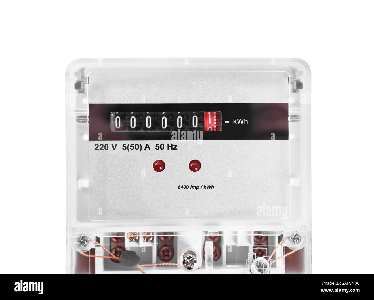 Electric meter isolated on white. Energy measuring device Stock Photo ...