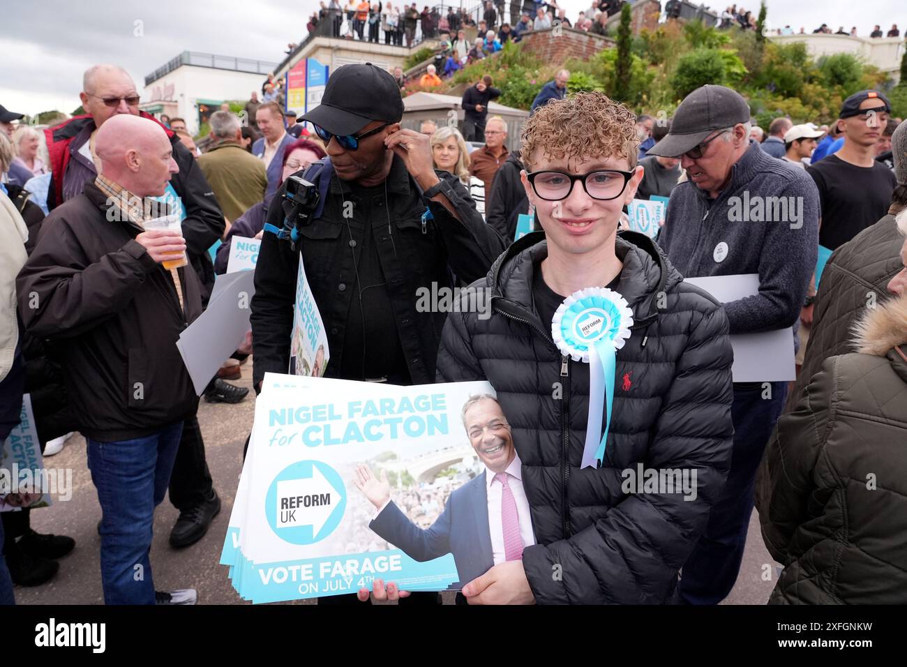 Reform UK supporters near to Clacton Pier in Essex, as they wait for ...