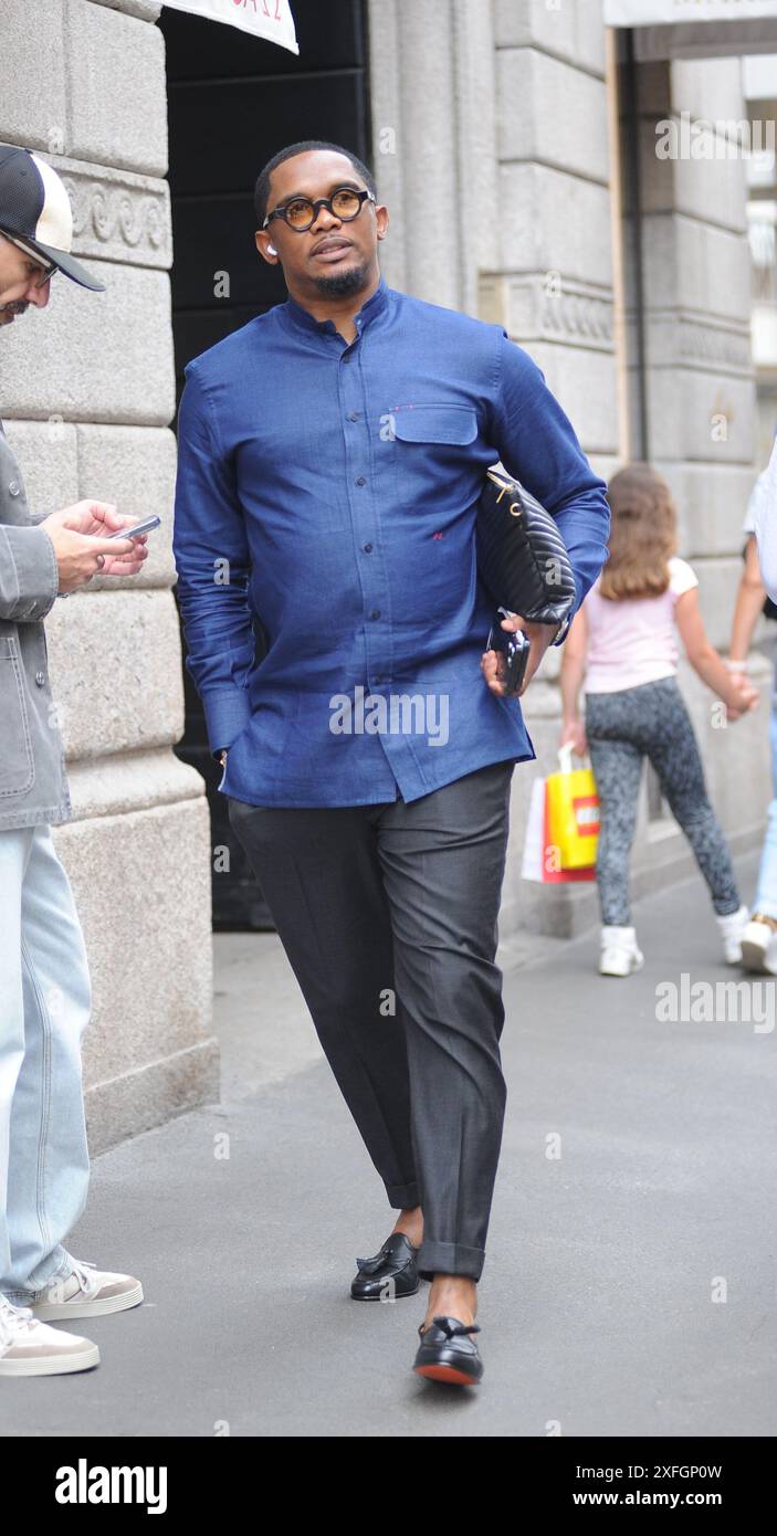 Milan, 03-07-2024 Samuel Eto'o, former Inter Barcelona and Cameroon national champion, current ...