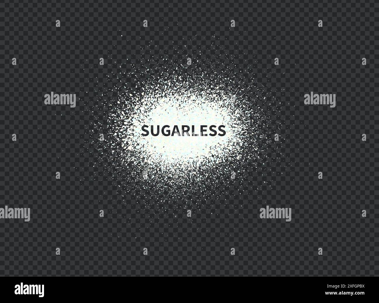 Short phrase sugarless consists of particles ground from sweet crystals ...