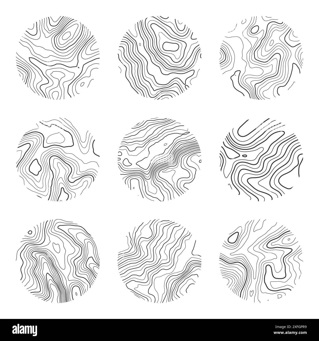 Topographic map with contour lines. Geographic terrain grid, relief ...